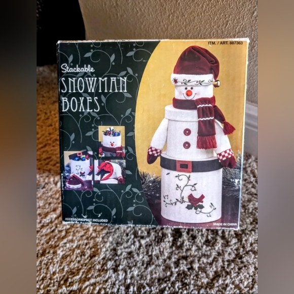 Source Unknown | Holiday | Vintage Stackable Nesting Velour Santa Boxes ...